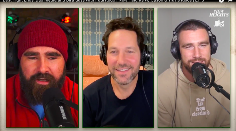 WATCH: Paul Rudd joins Kelce bros podcast and surprises Travis on his birthday