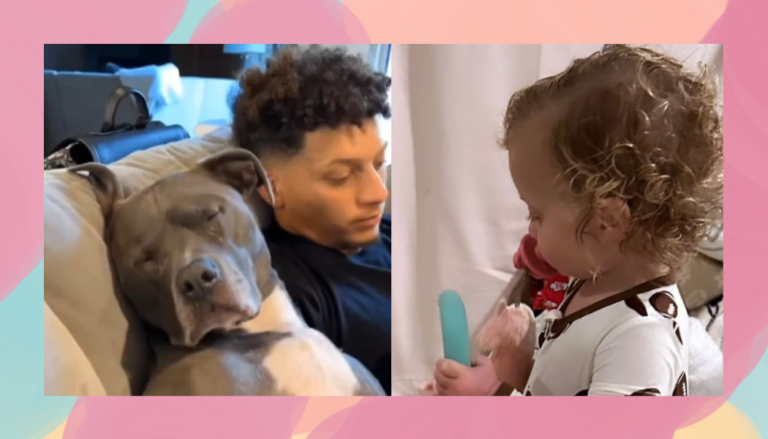 WATCH: Patrick chilling with his dog & Sterling in her football pj's