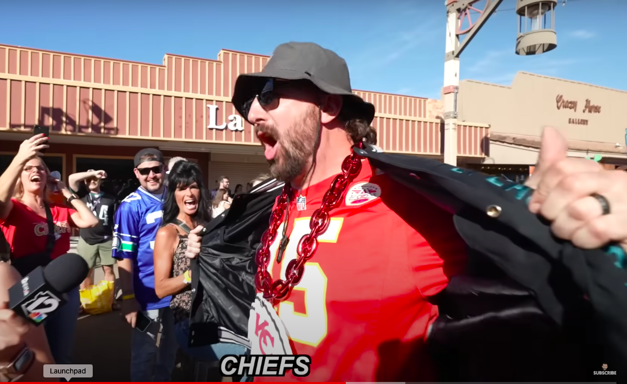 WATCH: Chiefs fan goes undercover to trash talk Eagles fans at Super Bowl