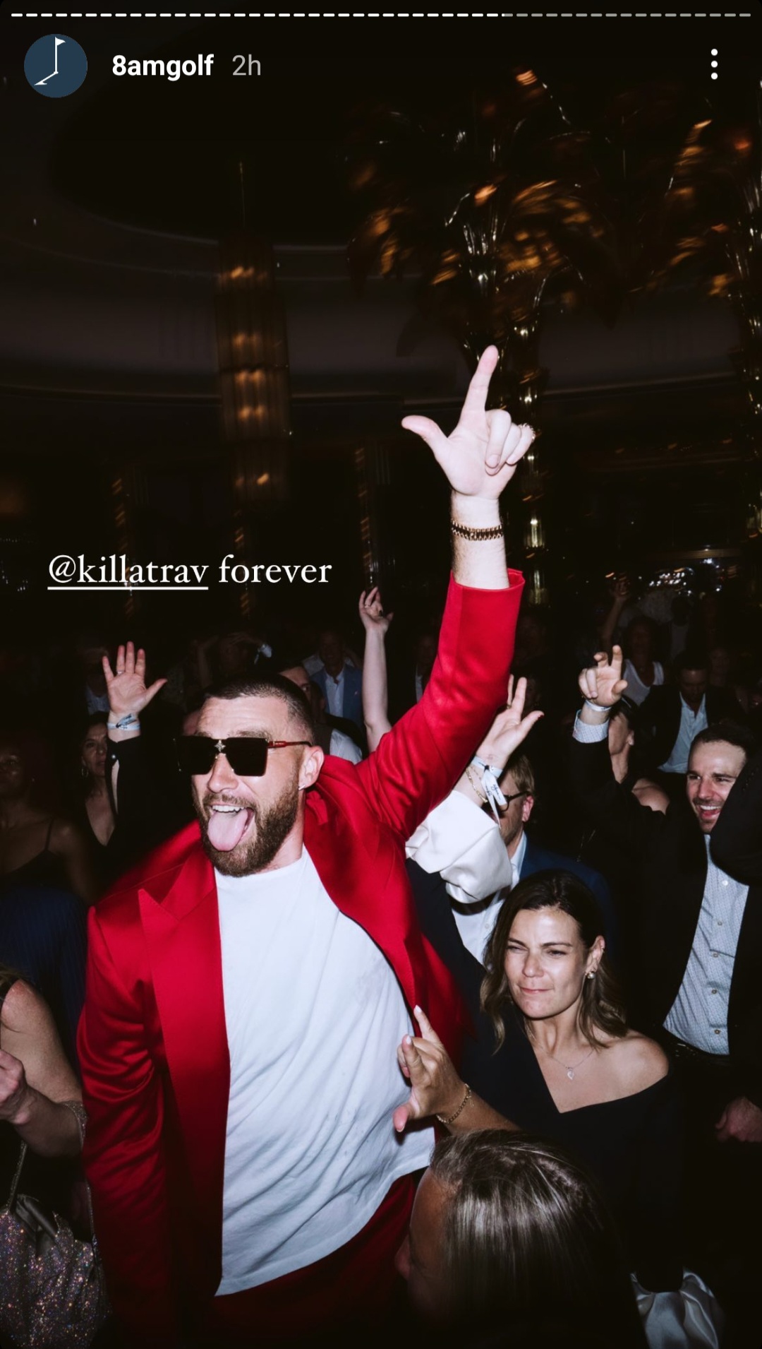 Travis Kelce rocks the stage at Timberlake's 8am Golf Invitational